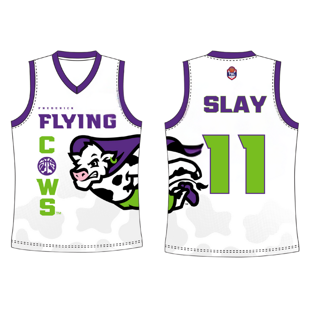 Denmark Slay Flying Cows White Jersey – Frederick Flying Cows